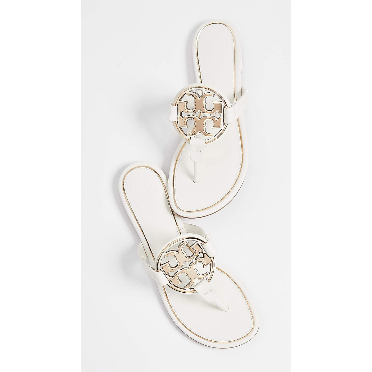 Tory Burch Women's Metal Miller Flip Flops, Bleach/Gold, 7.5 Medium US