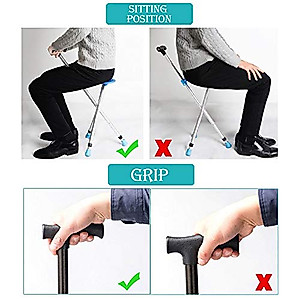 TEmkin Walking Stick with Seat Cane Chair Old Man Cane Stool Crutch with Stool Walking Stick Collapsible Telescopic,NotAdjustableLampHead