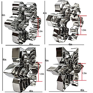 Snowflake Cookie Cutters Set, Stainless Steel Snowflake Cookie Cutter Mold, Christmas Baking Mold Pastry Biscuit Cake Fondant Decorations Mold Kitchen Tool (4 Shapes, 20 Pcs)