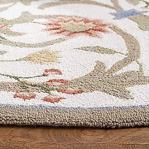 SAFAVIEH Chelsea Collection 8' Round Ivory HK248A Hand-Hooked French Country Wool Area Rug