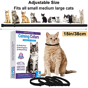 Calming Collar for Cats,Pheromone Collar for Cats, Cat Anxiety Relief for 60 Days,Adjustable, Water-Resistant & Breakaway Calming Collar Make Cat Relaxed 4 Pack