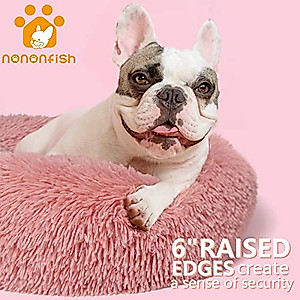 Pink Dog Beds for Small Dogs Attached,Small Pet Bed Washable Calming Faux Fur Burrow Doggie Beds for Chihuahua Cat Kitten