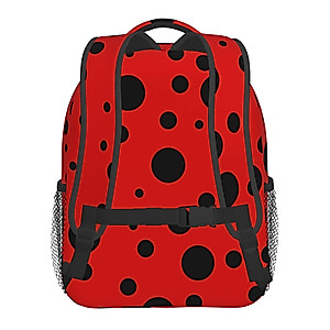 Dujiea 12" Kids Backpack Polka Dot Ladybug Toddler Backpack For Boys Girls, Preschool Kindergarten Schoolbag Nursery Travel Bag With Chest Strap