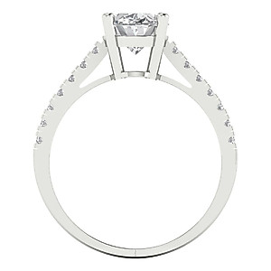 Clara Pucci 2.71ct Oval Cut Solitaire Lab Created White Sapphire Designer Anniversary Bridal Engagement Ring 14k White Gold 4
