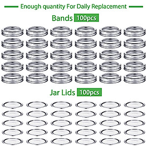 200 Pieces 70 mm Regular Mouth Canning Jar Lids and Bands Silicone Canning Lids with Silicone Seals Rings Split-type Leak Proof Canning Jar Caps