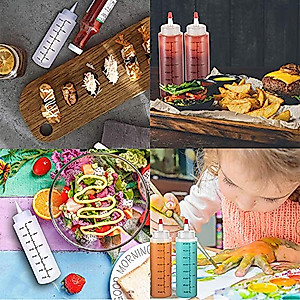 Haawooky 15 Pack 8oz Plastic Scale Squeeze Bottle,Clear Condiment Squeeze Bottles,Squirt Bottles with Red Tip Cap for Ketchup,BBQ,Sauces,Art and Crafts