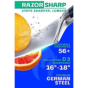 Dalstrong Gladiator Elite Series Forged High Carbon German Steel Chef Kitchen Knife with Black G10 Handle, 6 Inches, Sheath Included