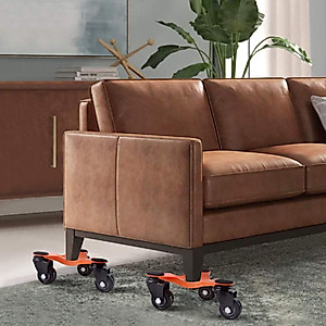 SPACEKEEPER Furniture Mover Dolly, 6-Inch Steel Tri-Dolly, 500 Lbs Capacity, 3 Wheels Mover Dollys for Moving Heavy Furniture, 4 Pack