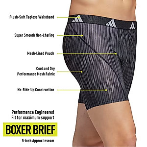 adidas mens Sport Performance Mesh Underwear (3-pack) Boxer Briefs, Performance Wave Black/Black/Black, Medium US