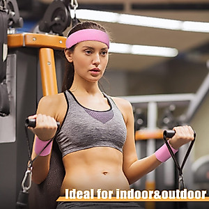 42 Pieces Sweatbands Set Including 14 Pieces Sports Headbands and 28 Pieces Wristbands Cotton Sweat Band for Tennis Basketball Outdoor Athletic Men Women (Multi Colors)