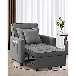 XSPRACER Convertible Chair Bed, Sleeper Chair Bed 3 in 1, Adjustable Recliner,Armchair, Sofa, Bed, Fleece, Dark Gray, Single One