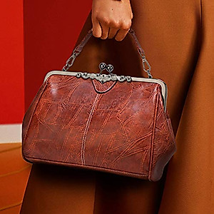 YOUNXSL Women Retro Hollow Oil Wax PU Leather Handbag Multiple Collocations Messenger Bag Handbags Pink