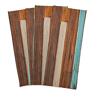 ALAZA Teal Gray Brown Farmhouse Wood Planks Decorative Kitchen Dish Towels Set of 4,Soft and Absorbent Kitchen Hand Towels Home Cleaning Towels Dishcloths,18 x 28 Inch