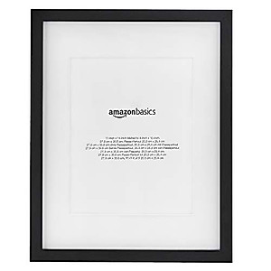 Amazon Basics 11" x 14" Rectangular Photo Picture Frame, (8" x 10" With Mat), 2-Pack, Black, 15.2 Inch L x 12.2 Inch W