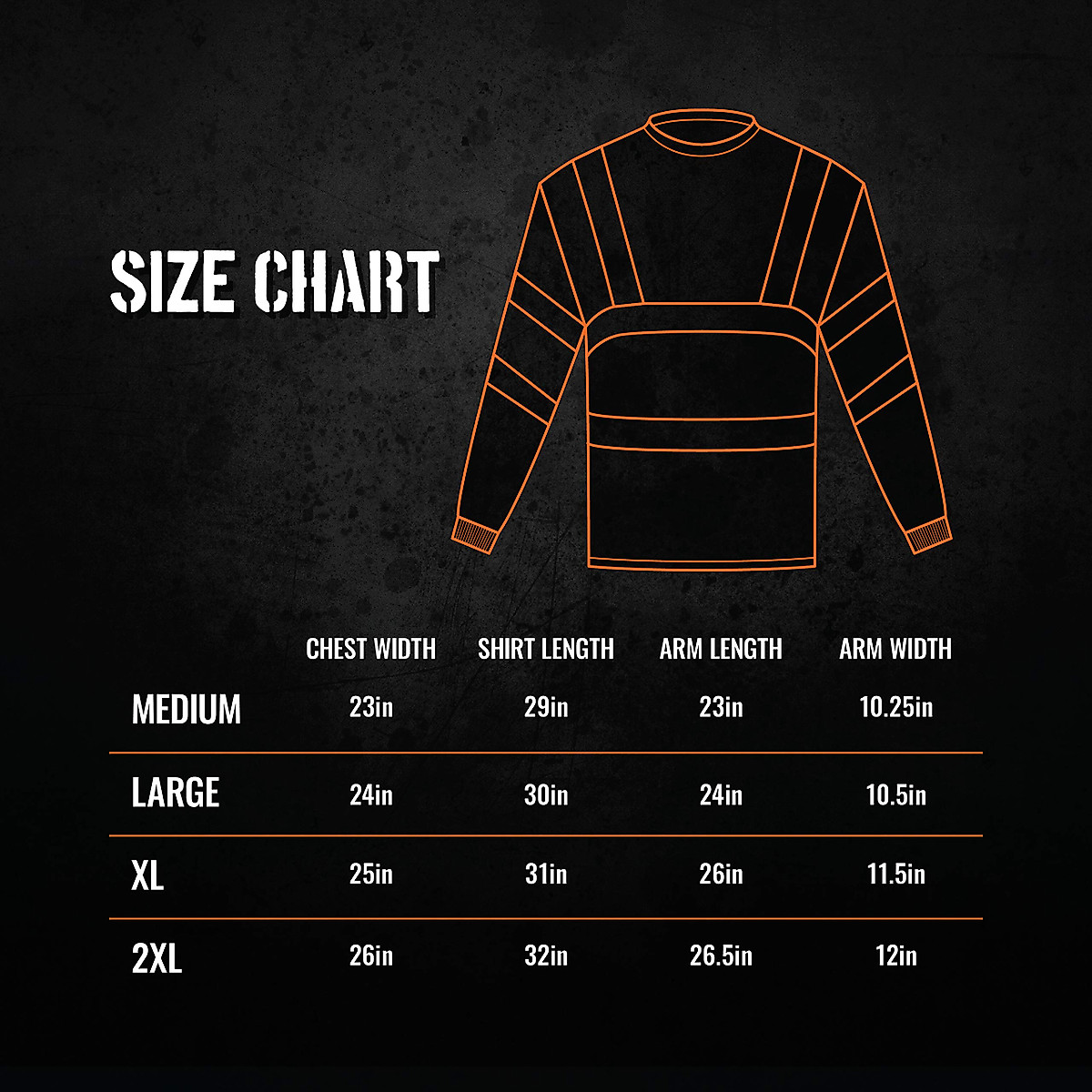 SuNi Apparel High Visibility Shirts for Men - Long Sleeve Construction Hi Vis Reflective Safety Shirts for Men Yellow Orange (L, Orange (3pk))