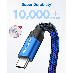 SUNGUY USB C Cable 1.5FT [3Pack], Flat USB-A 2.0 to USB C Cable 3A Fast Charge Data Transfer Cord Braided Compatible with Samsung Galaxy S23 S22 S20 S10, LG, Google Pixel, Moto G7 G8