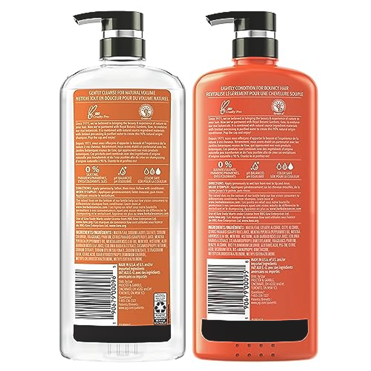 Herbal Essences, Volume Shampoo & Conditioner Kit with Natural Source Ingredients, For Fine Hair, Color Safe, Bio Renew White Grapefruit & Mosa Mint Naked Volume, 20.2 fl oz, Kit