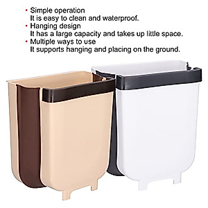 Horoper Hanging Trash Can, Foldable Garbage Can, Waterproof Multifunctional Countertop Hanging Kitchen Trash Can for Home Kitchen Bathroom(Coffee)
