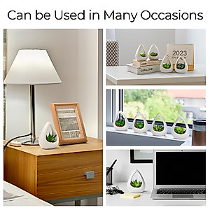 PETIARKIT Artificial Plants in Pot, 4pcs Fake Succulent, Hanging Potted Succulent Plants for Indoor Outdoor Decoration, Small Faux Plants for Bedroom, Bathroom, Office, Mall.