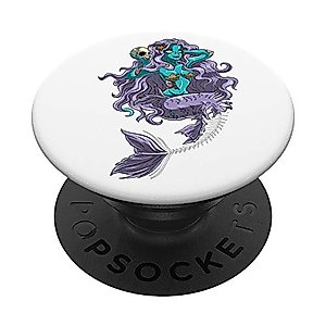 Halloween Zombie Pin Up Skeleton Mermaid PopSockets PopGrip: Swappable Grip for Phones & Tablets