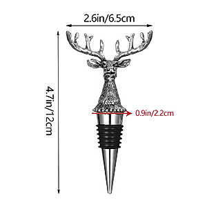 Wine Bottle Stopper Airtight Seal-Decorative Deer Stainless Steel Antlers Animal Elk Black Bottle Topper for Wine &Beverage Plug