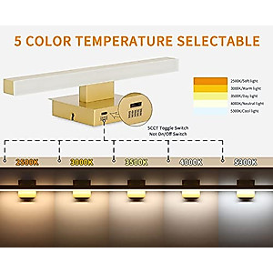 Joossnwell Gold Vanity Lights for Bathroom 24" Inch Dimmable 5CCT Modern Bath Vanity Lighting Fixtures Over Mirror LED Bathroom Wall Sconces Light 18W