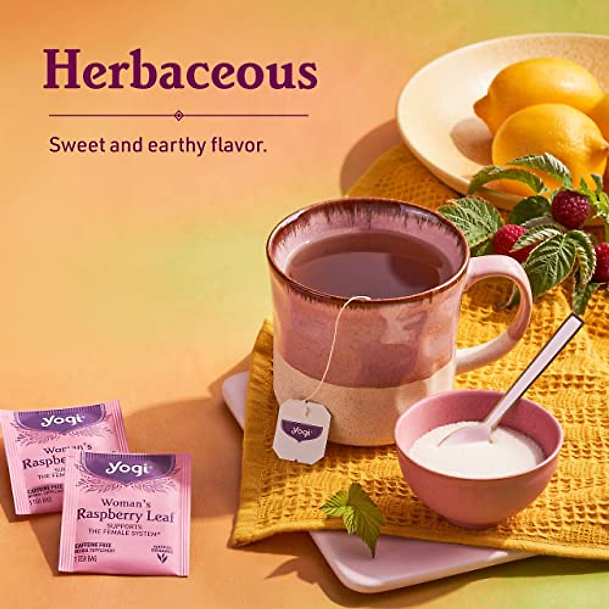 Yogi Tea Organic Raspberry Leaf Tea - 16 Tea Bags per Pack (4 Packs) - Caffeine-Free, Aids Discomfort of Menstruation - Made from Raspberry Leaves