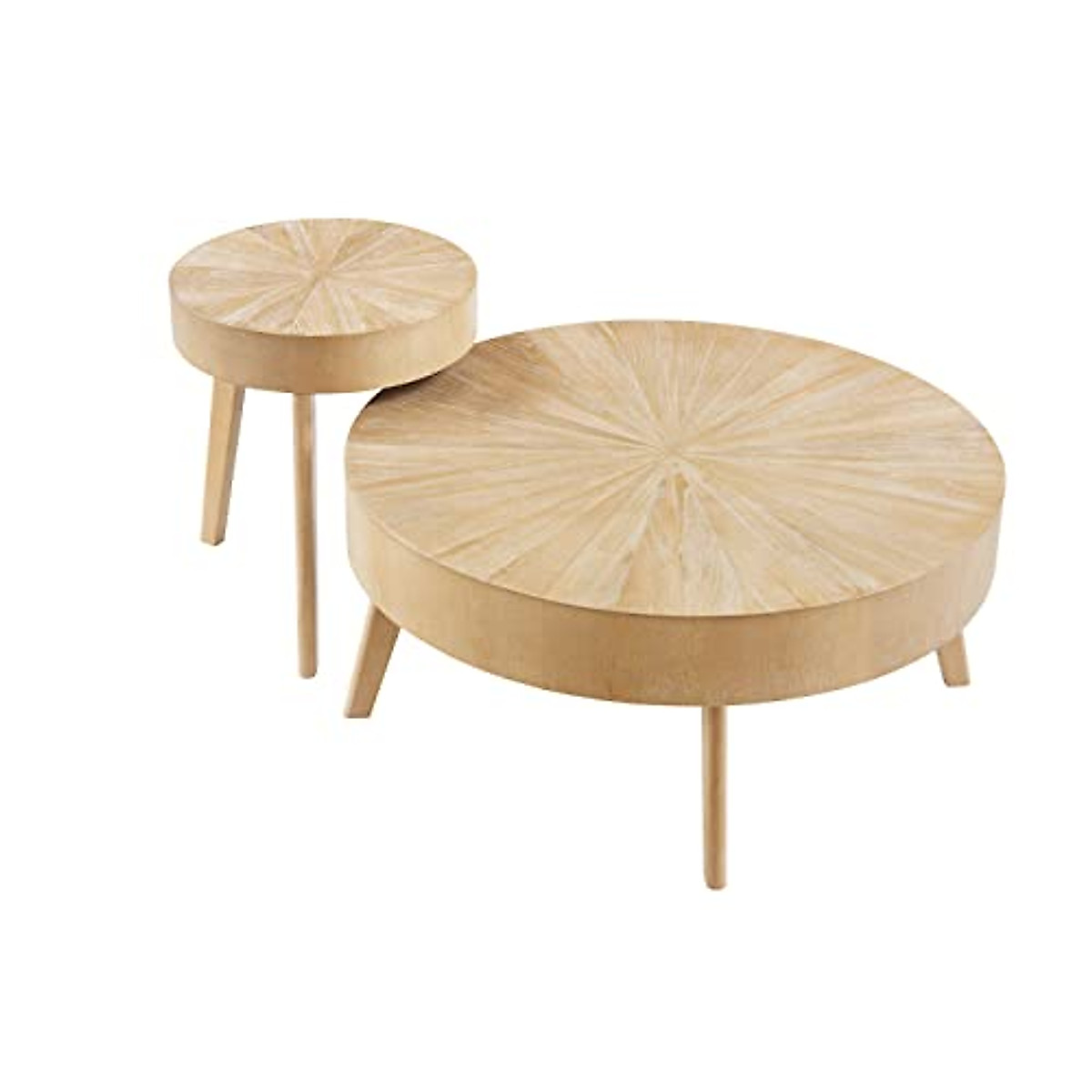 Gexpusm Round Wood Coffee Table, Farmhouse Table for Living Room, Solid Circle Center Wooden Rustic Natural 31.5 * 14IN(Contain Only Table)