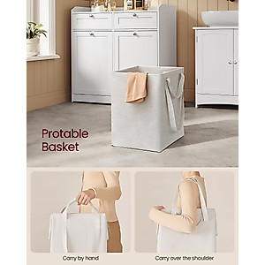 VASAGLE Bathroom Laundry Cabinet with Basket, with 2 Drawers and 2 Hidden Laundry Hampers, Freestanding, Tilt-Out Laundry Baskets with Handles, 15.8 x 31.1 x 31.5 Inches, Cloud White UBBC751W01