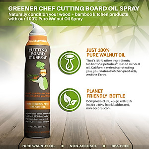 Medium Bamboo Cutting Board and Food Grade Oil Spray by Greener Chef