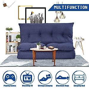 Merax Floor Sofa, Foldable Lazy Sofa Sleeper Bed, Adjustable Lounge Sofa Gaming Sofa Floor Couches with 5-Position for Bedroom, Living Room, and Balcony, Burgundy, Navy Blue