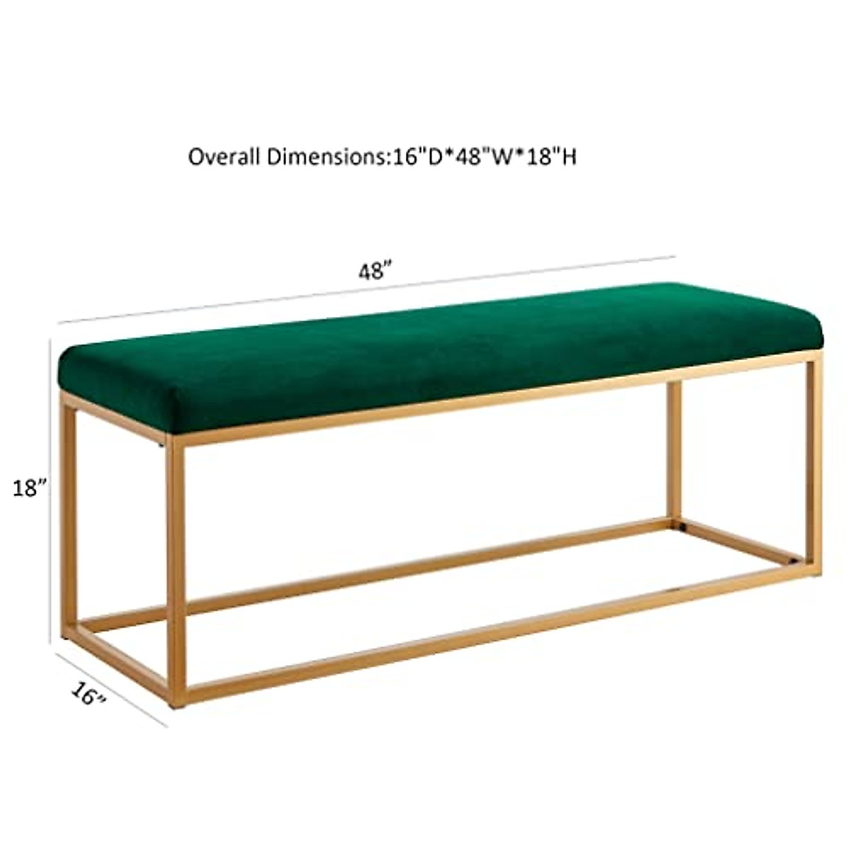 Ball & Cast Upholstered Bench, 48" W, Emerald - Frame