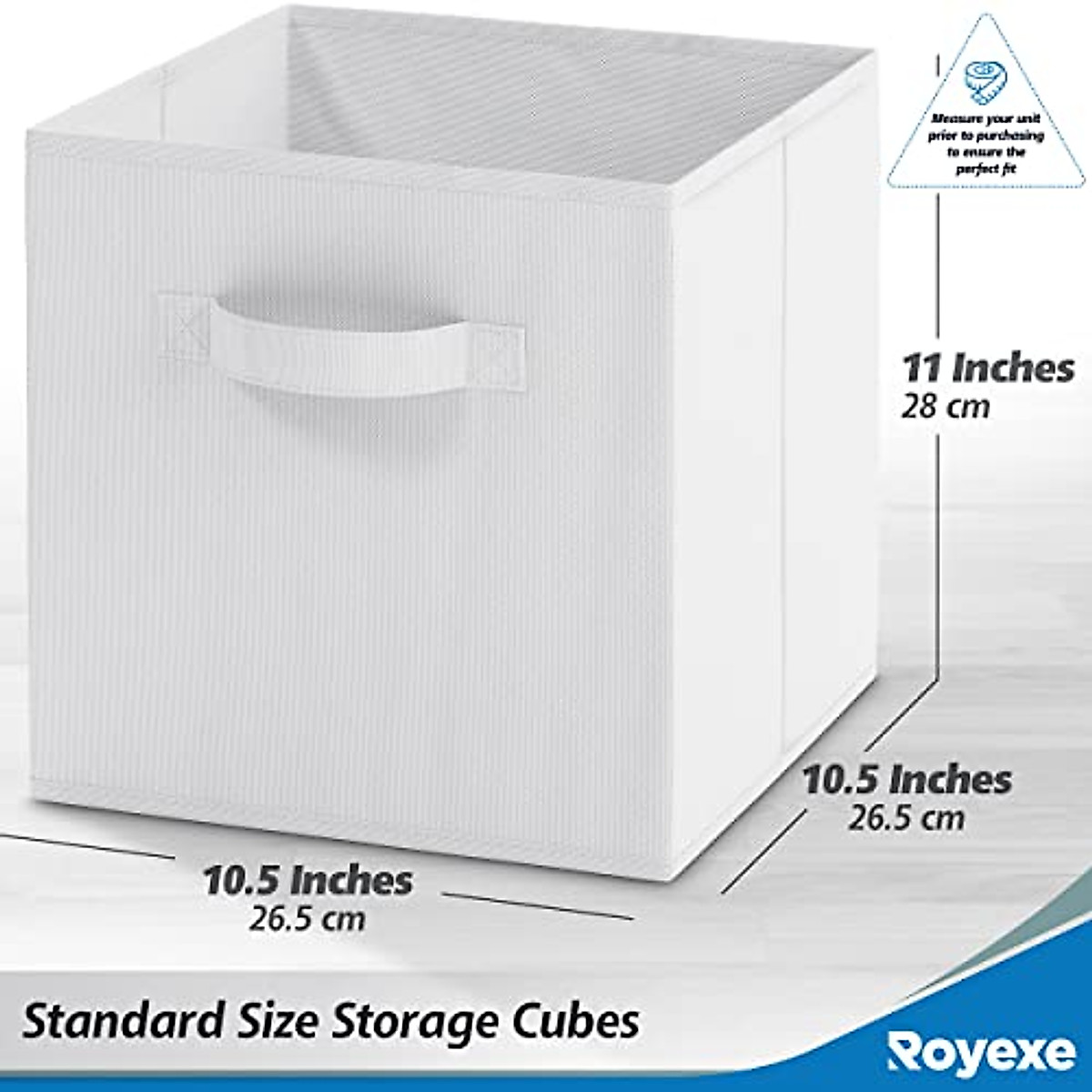 Royexe Cube Storage Baskets for Organizing - 11 Inch - Set of 8 Heavy-Duty Storage Cubes for Storage and Organization, Makes The Perfect Bins for Cubby Storage Boxes or Cube Storage Organizer (White)