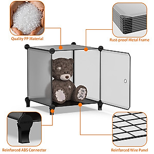 HOMIDEC Cube Storage Organizer, Heavy Duty Portable Closet Wardrobe with Door, 58in Large Closet Organizers and Storage with Hanging Rod for Clothes Yarns Toys Books Tools(20 cube grey)