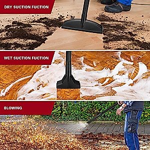 PORTER-CABLE Wet/Dry Vacuum 4 Gallon 4HP Stainless Steel Light Weight Portable, 3 in 1 Function with Attachments, Silver+Red