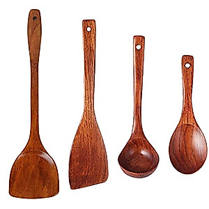 Spoon Wooden Spoons for Cooking Salad Fork Long Handle Utensils Set Suit Non-stick Pan Kitchen Tool