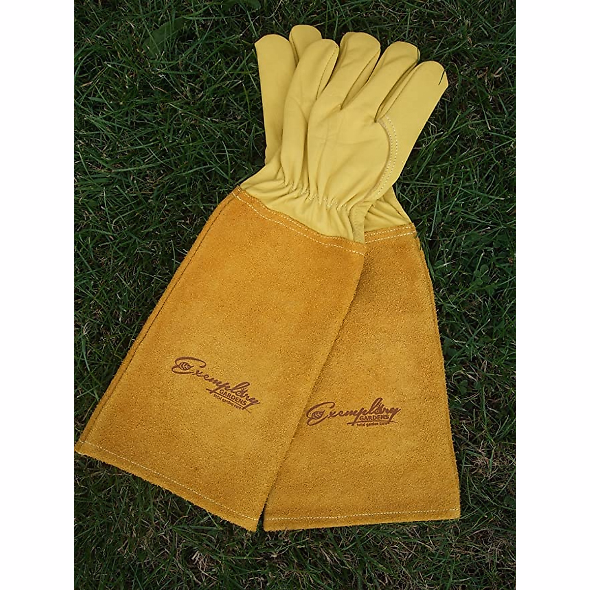 Rose Pruning Gloves for Men and Women - Thorn Proof Goatskin Leather Gardening Gloves with Gauntlet (Large, Yellow)