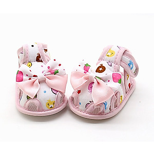 WUAI-Baby Shoes Infant Boys Girls Summer Sandals Rubber Sole Anti-Slip Sneakers Prewalkers First Walker Crib Shoes(Pink,0~6 Month)