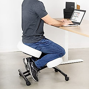 DRAGONN by VIVO Ergonomic Kneeling Chair, Adjustable Stool for Home and Office - Improve Your Posture with an Angled Seat - Thick Comfortable Cushions, White, DN-CH-K01W