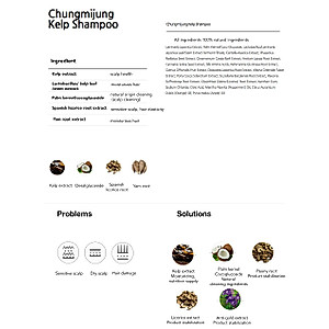 [ChungMiJung] Kelp Small Scalp Shampoo Dandruff Shampoo 500ml-organic 18 Ingredients from Nature for Sensitive Skin Korean Skincare,16.91 Fl oz (Pack of 1)