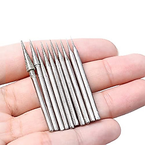 CAMAQUI 2.35mm Shank Tapered Head Diamond Grinding Burr Drill Bits Sets for Dremel Rotary Tools