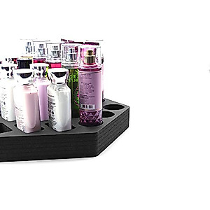 Polar Whale Lotion and Body Spray Stand Organizer Hexagon Shaped Tray Washable Waterproof Insert for Home Bathroom Bedroom Office 15.75 x 13.75 x 2 Inches 21 Slots Black