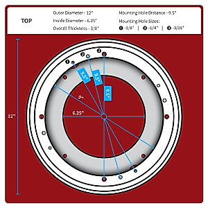 TROOPS BBQ 12-Inch Lazy Susan Turntable Steel Ball Bearing for Table, Kitchen Countertop, Pantry, Cabinet, Spices, Makeup, TV Stand, Rotating Swivel Base Plate, 1000-lb Load Capacity, 11/32 Thick
