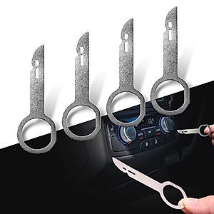 Sodcay 4 PCS Car Audio Key Removal Tool, Dashboard Removal Stainless Steel Non-Bending Easy-Grip Handle, CD DVD Host Key Removal and Assembly Tool, Universal for Most Cars Accessories (Silver)