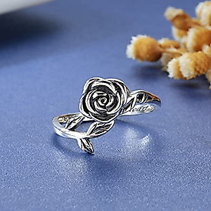 MANBU Rose Cremation Urn Jewelry for Ashes - 925 Sterling Silver Memorial Keepsake Ring Bracelet Necklace Gift for Women, Bereavement Gift for A Loss Of the Loved One (ring 1)