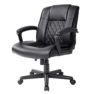 Qulomvs Ergonomic Office Desk Chair with Wheels Back Support Computer Executive Task Chair with Arms 360 Swivel (Black)