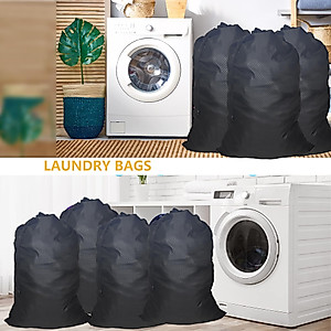 Laundry Bag 24 Pack, 40" x 30" Bulk Laundry Bags Travel with Drawstring, Extra Large heavy duty bag for Dirty Clothes Storage, Fit a Basket or Hamper(24 Pack,Black)