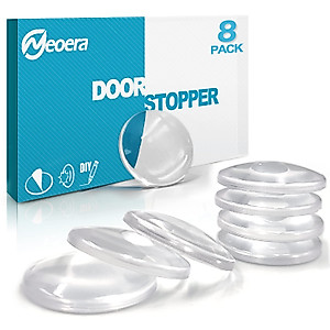 Neoera Door Stopper Wall Protector (Clear, 8pack)-Quiet, Shock Absorbent Gel - Adhesive Reusable Bumper Protector, Wall Shield & Silencer for Door Handle, Soft Rubber Round Door Stop 1.57 inch