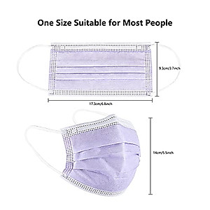akgk Disposable Face Masks 100Pcs, 3 Layer Protective Face Mask Purple Face Masks