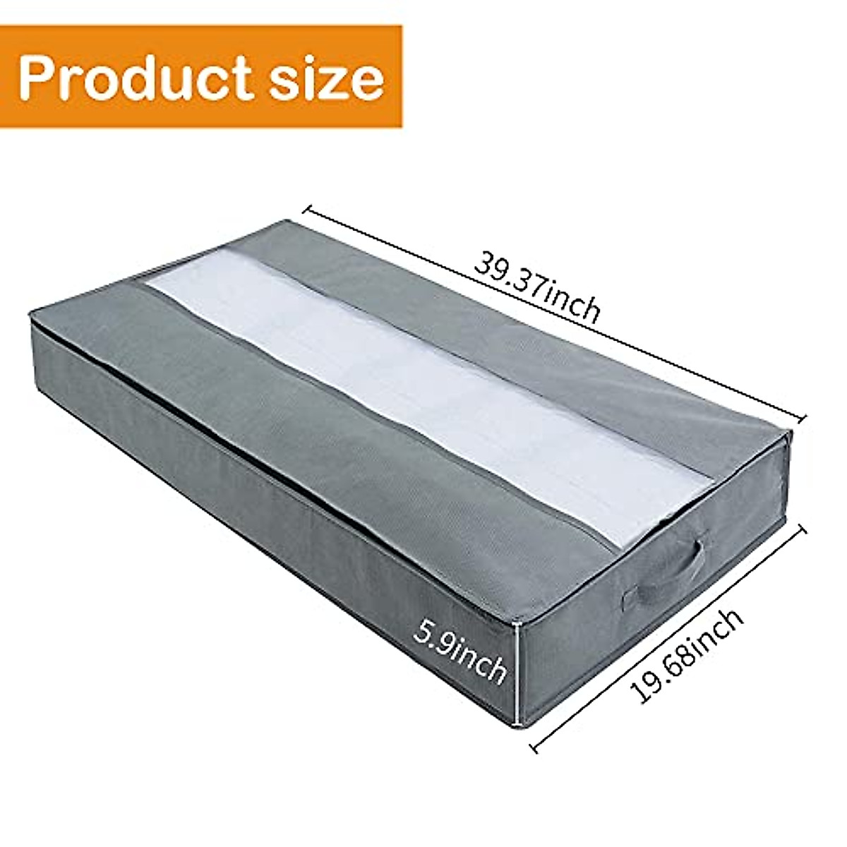 ijnbfe Large Under Bed Storage Bag ,2 Pack Foldable King Size Thick Breathable Underbed Clothes Bags with Clear Window,Underbed for Clothing Duvet Comforters ,Blankets ,Pillows(40x20x6 In)